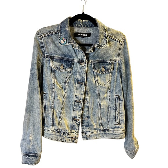 Express | Jackets & Coats | Express Acid Washed Distressed Small Jean ...